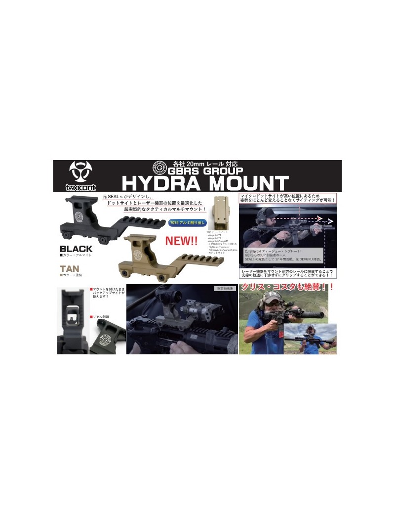 Hydra Mount Tactical Riser Base per T1/T2 GBRS style