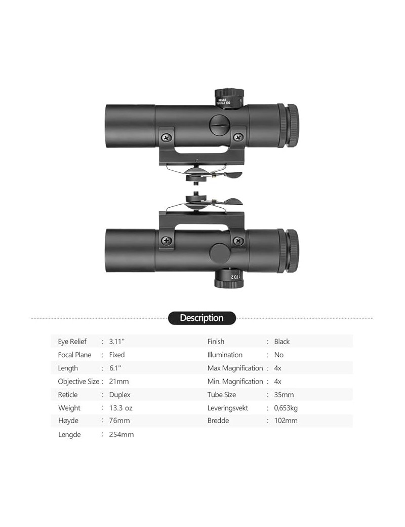 RETRO 4X CARRY HANDLE SCOPE M16/M4